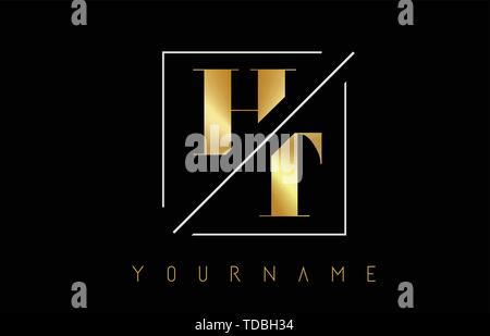 HT Letter Logo with Cutted and Intersected Design and Round Frame ...