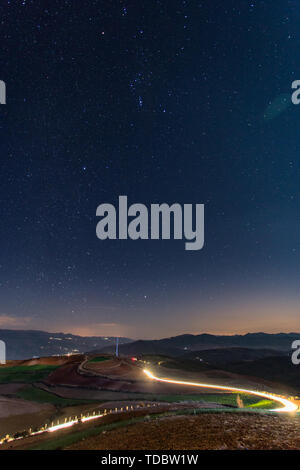 Starry sky filmed by Dongchuan red land Hua Shitou Village Stock Photo ...