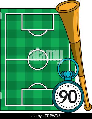 Soccer playfield with horn and timer symbols Stock Vector Image & Art ...