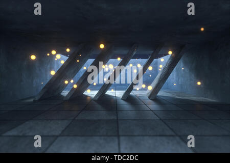 Three-dimensional rendering, fireflies in a dark room Stock Photo - Alamy