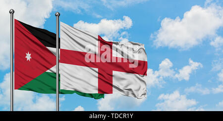 Flag of England, English and Jordan, Jordanian countries with smoky ...