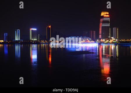 China, Henan, Hebi City, City, Night View, Convention and Exhibition ...