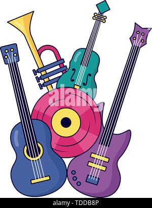 electric and classical guitar fiddle vinyl music Stock Vector Image ...