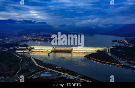 The Three Gorges Project under the sunset Stock Photo - Alamy