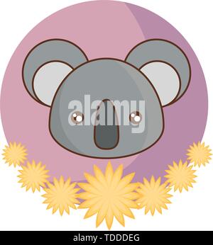 head of cute koala in frame with ribbon vector illustration design ...