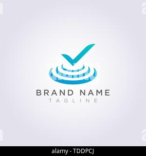 Modern tick abstract wave logo design, business icon. Geometric emblem ...