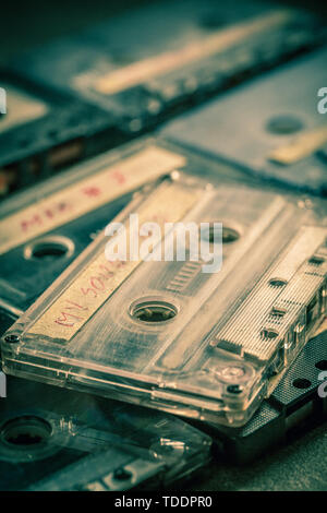 Audio Cassette on the Table closeup Stock Photo - Alamy