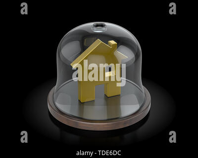 House symbol under the dome on a white background. 3d illustration ...