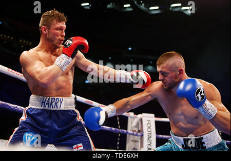 Kody Davies and Harry Matthews during the light heavyweight bout at the ...