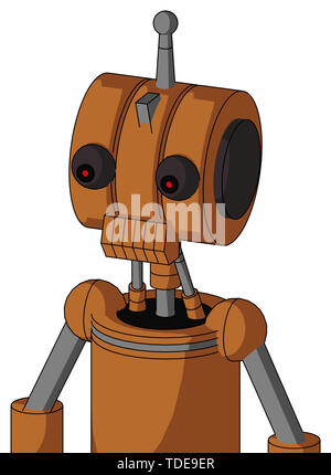 Portrait style orange robot with multi-toroid head and vent mouth and ...