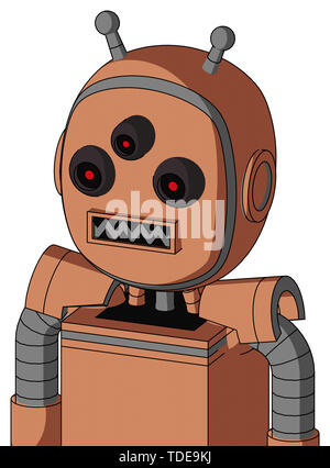 Portrait style peach droid with bubble head and pipes mouth and red ...