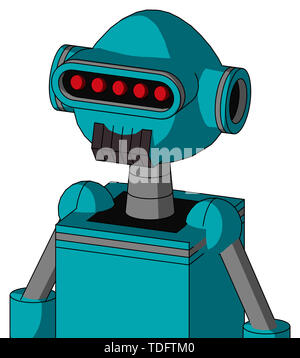 Portrait style blue robot with rounded head and teeth mouth and visor ...