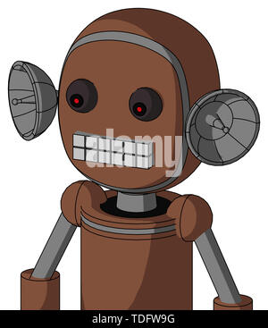 Portrait style brown droid with droid head and sad mouth and two eyes ...