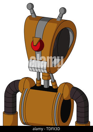 Portrait style orange mech with droid head and teeth mouth and visor ...