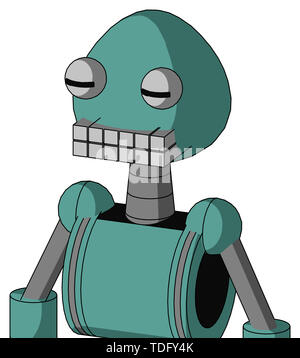 Portrait style greenish mech with rounded head and sad mouth and plus ...