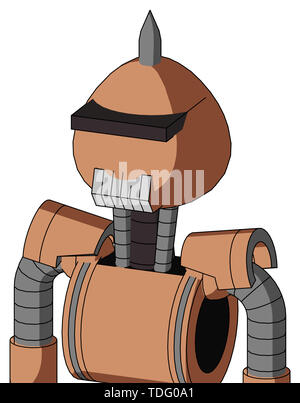 Portrait style peach droid with rounded head and sad mouth and two eyes ...