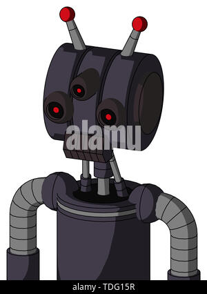 Portrait style purple robot with multi-toroid head and dark tooth mouth ...