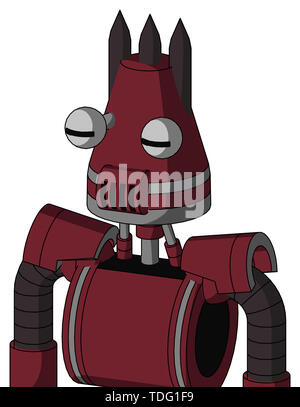 Portrait style red mech with cone head and speakers mouth and black ...