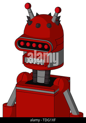 Portrait style red mech with dome head and round mouth and angry eyes ...