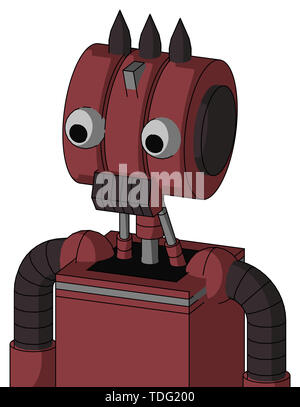 Portrait style red mech with mechanical head and dark tooth mouth and ...