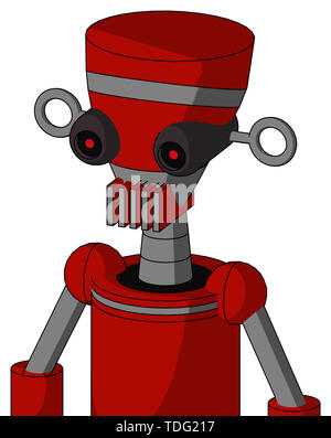 Portrait style red mech with vase head and large blue visor eye and ...