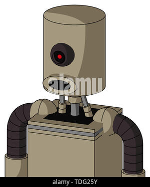 Portrait style tan robot with cylinder-conic head and dark tooth mouth ...
