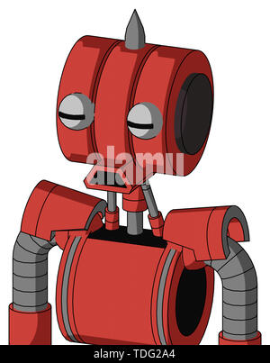 Portrait style red droid with multi-toroid head and two eyes and single ...