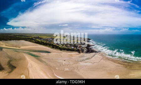Drone aerial view of Elliott Heads Beach and River, Queensland ...