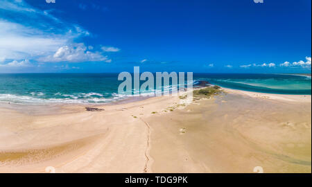 Drone aerial view of Elliott Heads Beach and River, Queensland ...