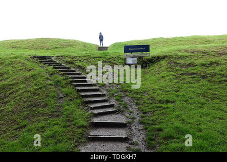 The earthen mound fort at Mount Sandel in Coleraine, Northern Ireland ...