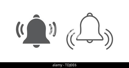 Bell icon isolated on white background with gray frame, sign and symbol ...
