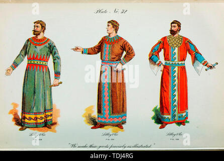 Retro illustration of costumes from different eras Stock Photo - Alamy