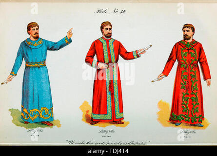 Retro illustration of costumes from different eras Stock Photo - Alamy