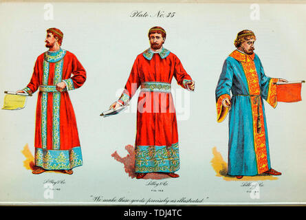 Retro illustration of costumes from different eras Stock Photo - Alamy
