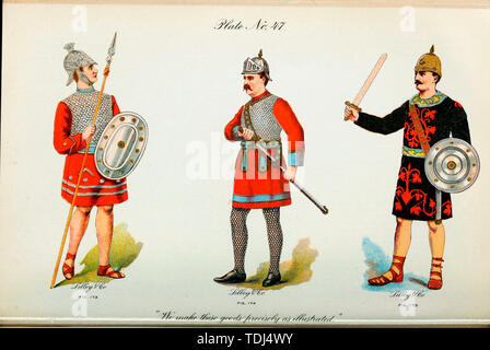 Retro illustration of costumes from different eras Stock Photo - Alamy