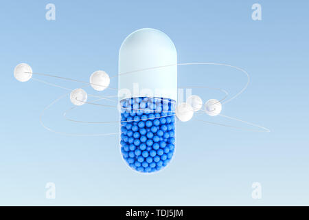 Blue granular capsule, 3-D rendering Stock Photo - Alamy