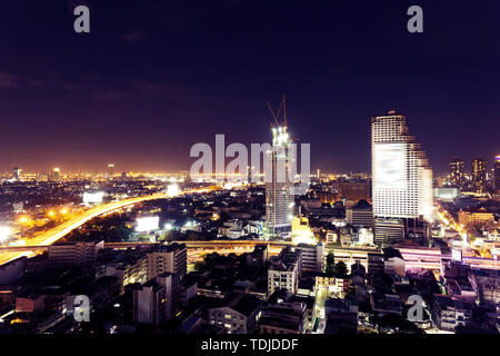 Birdview of urban cityscape at night Stock Photo - Alamy