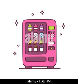 Cute cartoon vending machine drawing set. Automated snack food machines ...