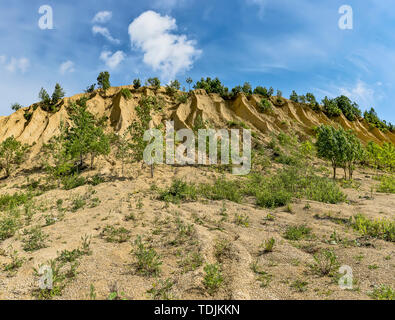 Quarries for the extraction of limestone. The embankment formed by ...