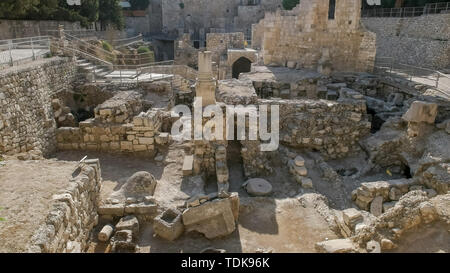 The ruins of the Pool of Bethesda in the Muslim Quarter of the Old City ...