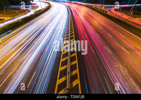 Night view of fast traffic brt in Chengdu, Sichuan Stock Photo - Alamy