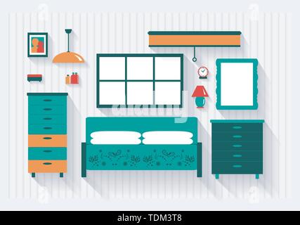 Bed clipart, bedroom furniture illustration vector Stock Vector Image ...