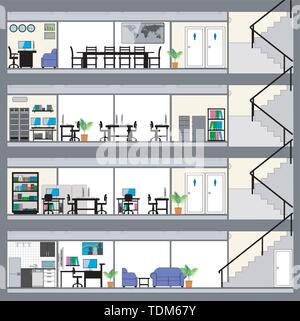Office plan. Modern business building top view room floors with ...