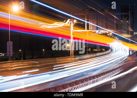 Rapid traffic brt night view in Chengdu, Sichuan Stock Photo - Alamy
