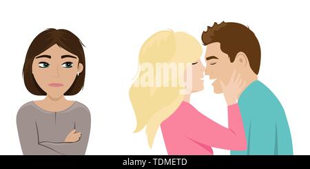 Cute cartoon young man with jealous emotions. Vector illustration Stock ...