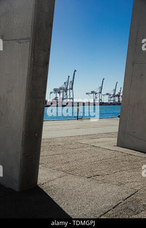 View of the harbor and docks in Perth, Australia. The view is from the ...