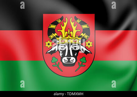 3D Flag of Parchim (Mecklenburg-Vorpommern), Germany. 3D Illustration ...