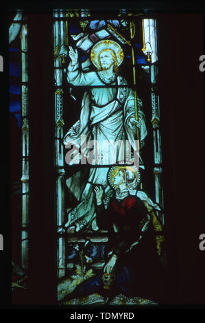 Stained glass window, Mary Magdalan at the foot of the cross, St Peter ...