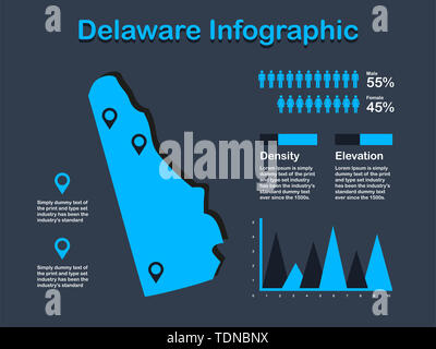 Vector color map of Delaware state. Usa Stock Photo - Alamy