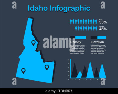 Vector color map of Idaho state. Usa Stock Photo - Alamy